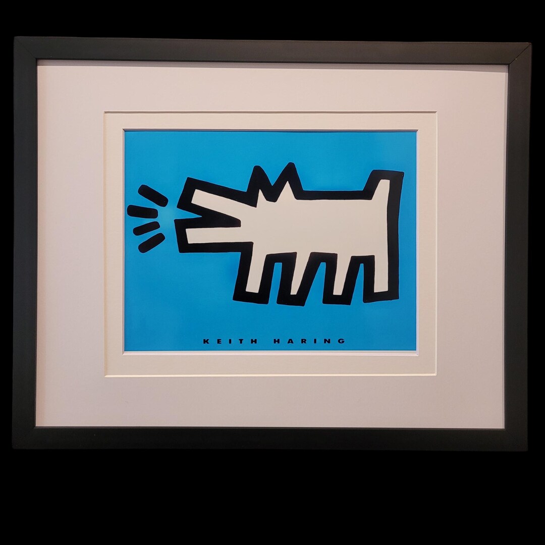 Keith Haring barking Dog Framed Pop Art Print 80's NY Graffiti Style ...