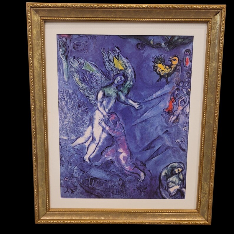 Marc Chagall jacob Struggle With the Angel Vintage Wall Art Newly ...