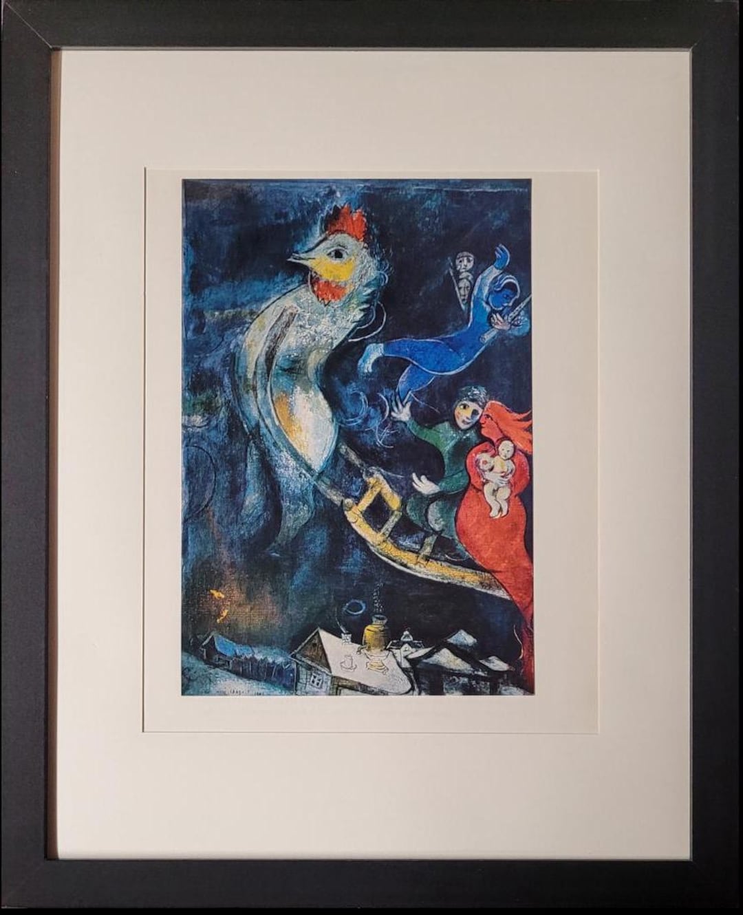 Marc Chagall 'the Flying Sleigh' Vintage 1964 Print Framed/matted ...