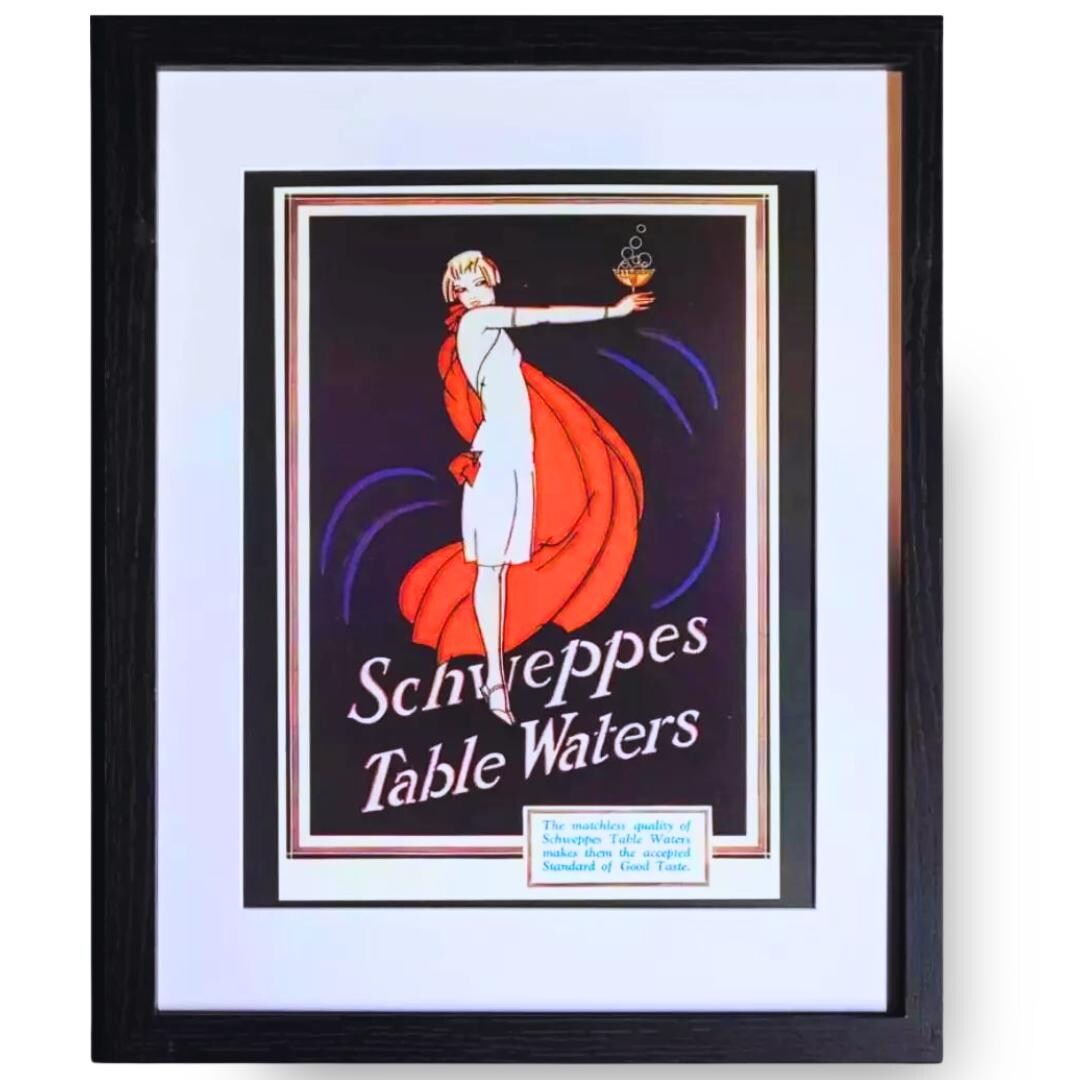 Vintage Lithograph Schweppes Table Waters 1931 Color Ad 1985 Print Wall ...