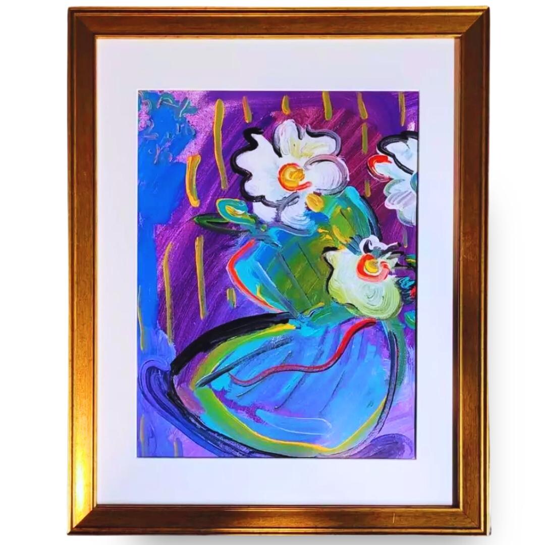 Peter Max vase of Flowers Framed Pop Art Print Psychedelic Contemporary ...