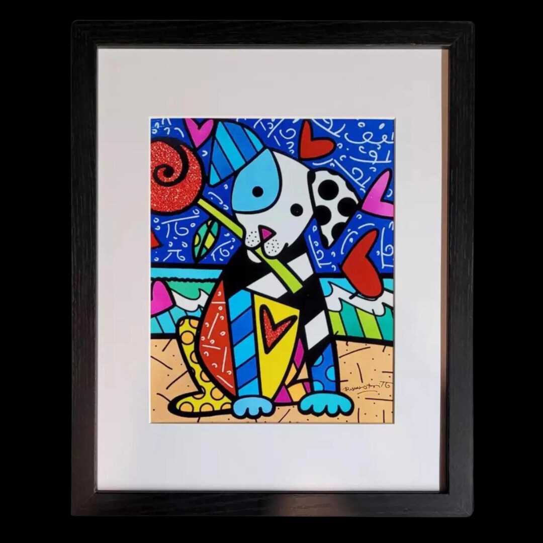 Romero Britto Pop Art Print Framed & Matted, Vibrant Colors, Home Decor ...