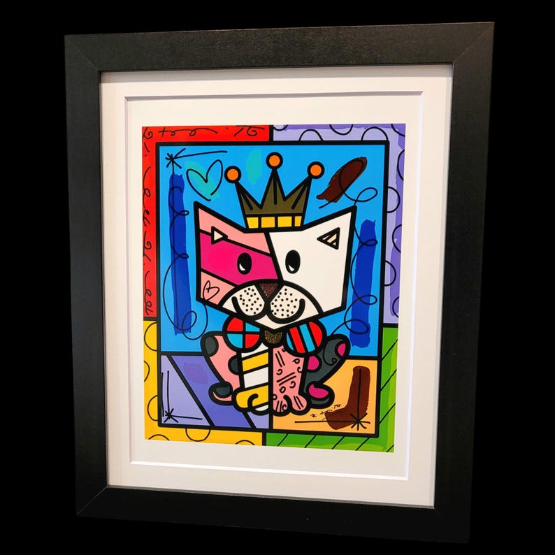 Romero Britto Pop Art Print Framed & Matted, Vibrant Colors, Home Decor ...