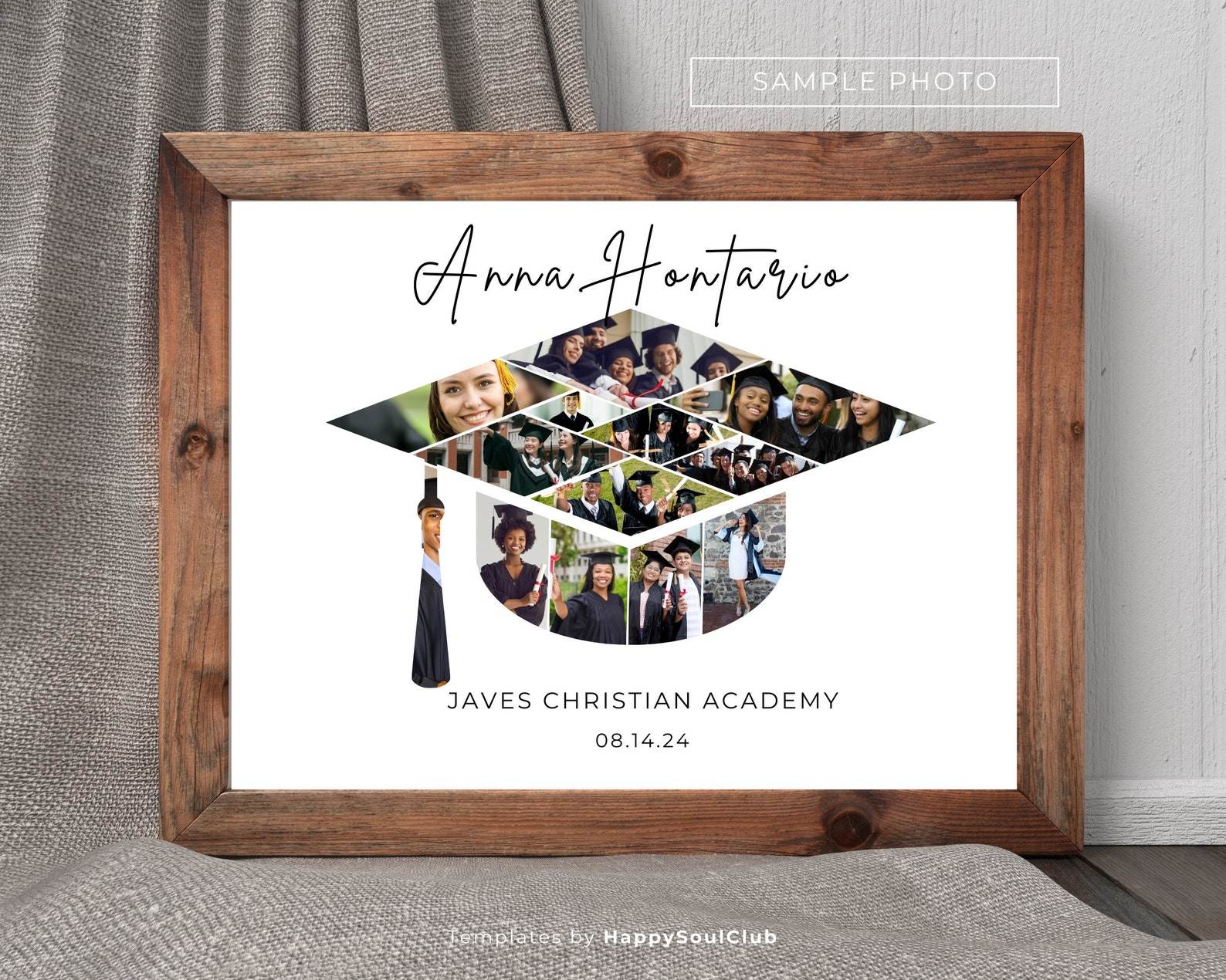 Graduation Cap Photo Collage Premade Template Mockup, Graduation ...