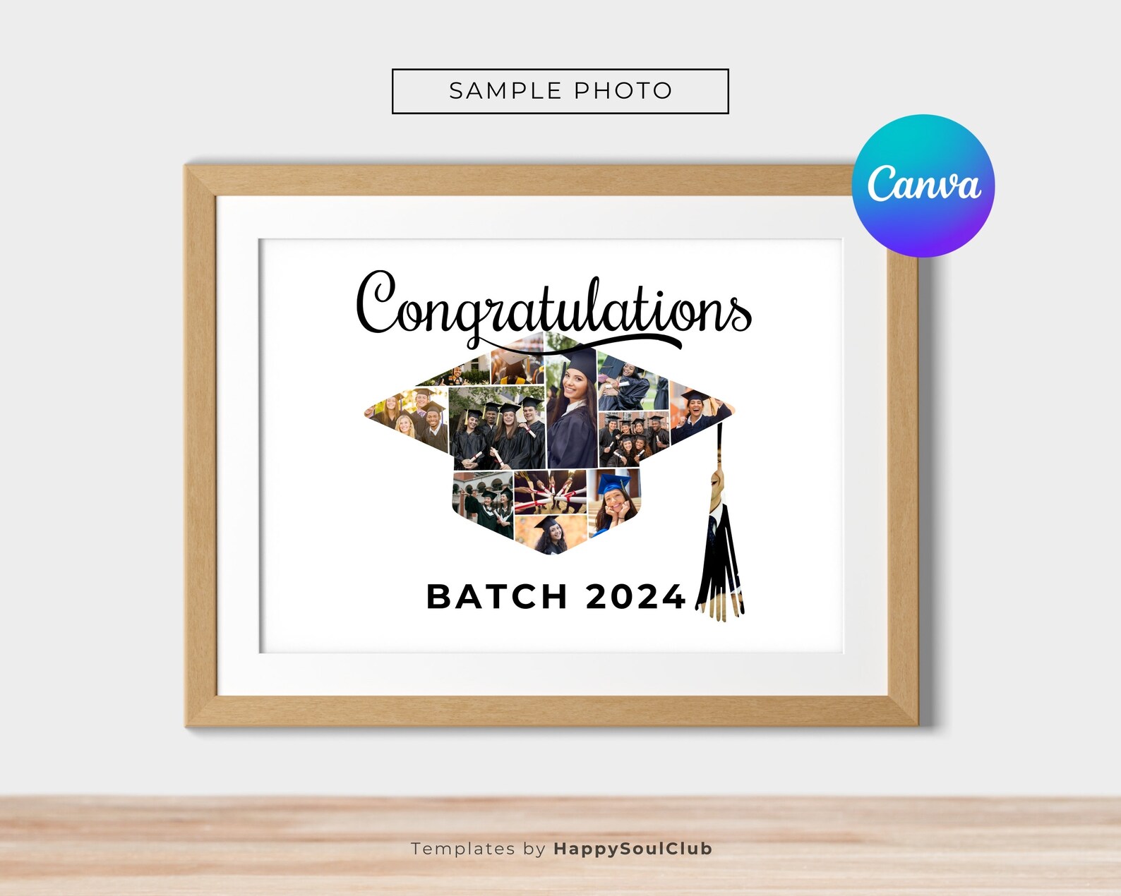 Graduation Cap Photo Collage Premade Template Mockup, Graduation ...