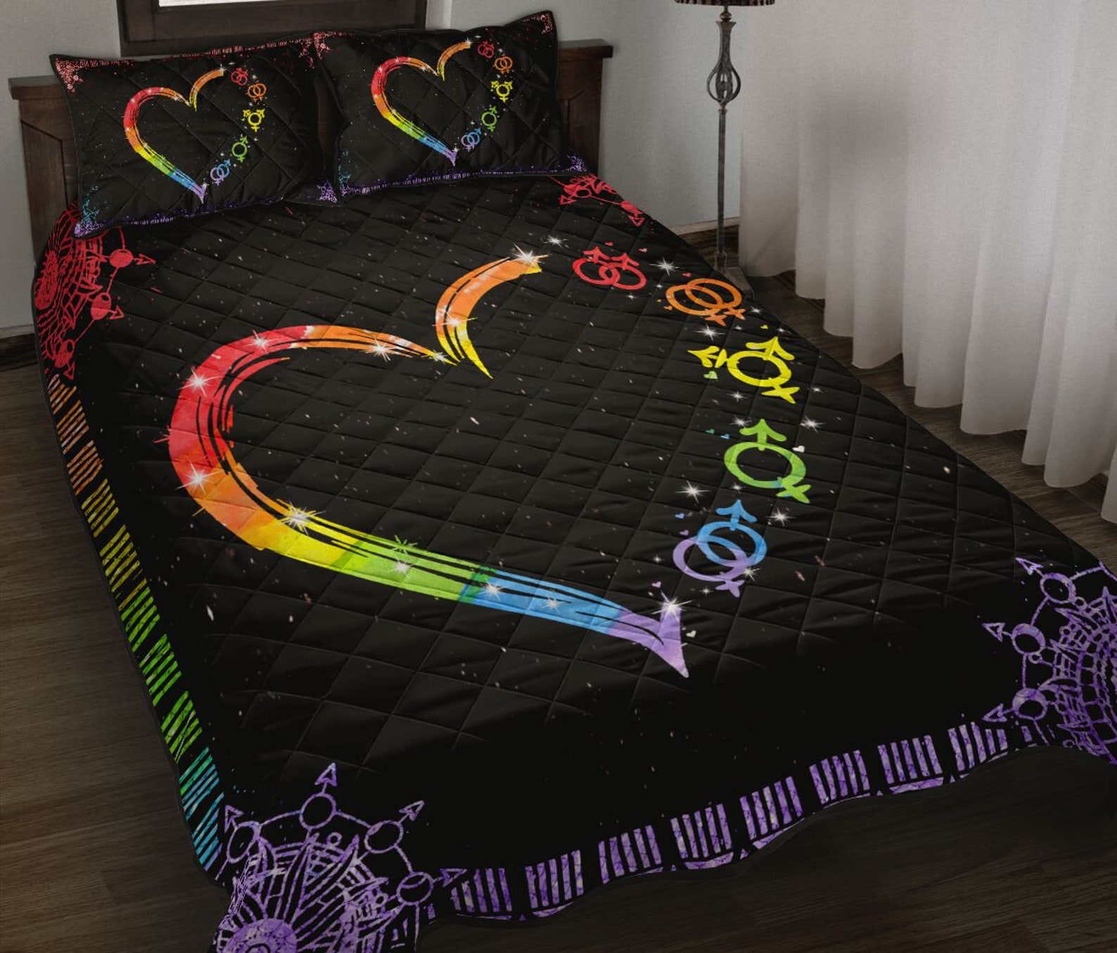 Lgbt Heart Of Pride Quilt Bed Set And Pillow Covers66 Twin Etsy