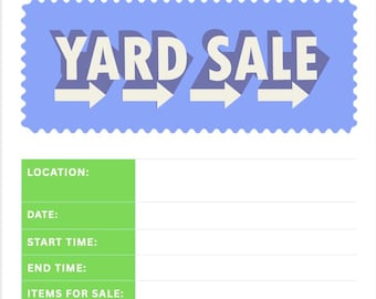 Modern Yard Sale Sign, Instant Download, Editable Template - Etsy