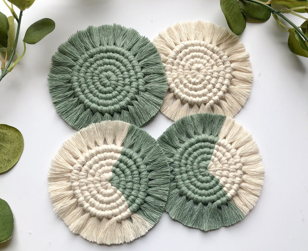 Macrame Coasters, Set of 4 Coasters, Coffee Table Decor, Plant Decor ...