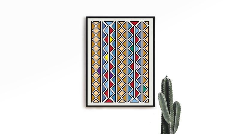 Tribal Print Poster, Ndebele Design Poster, Geometric Pattern, Boho ...