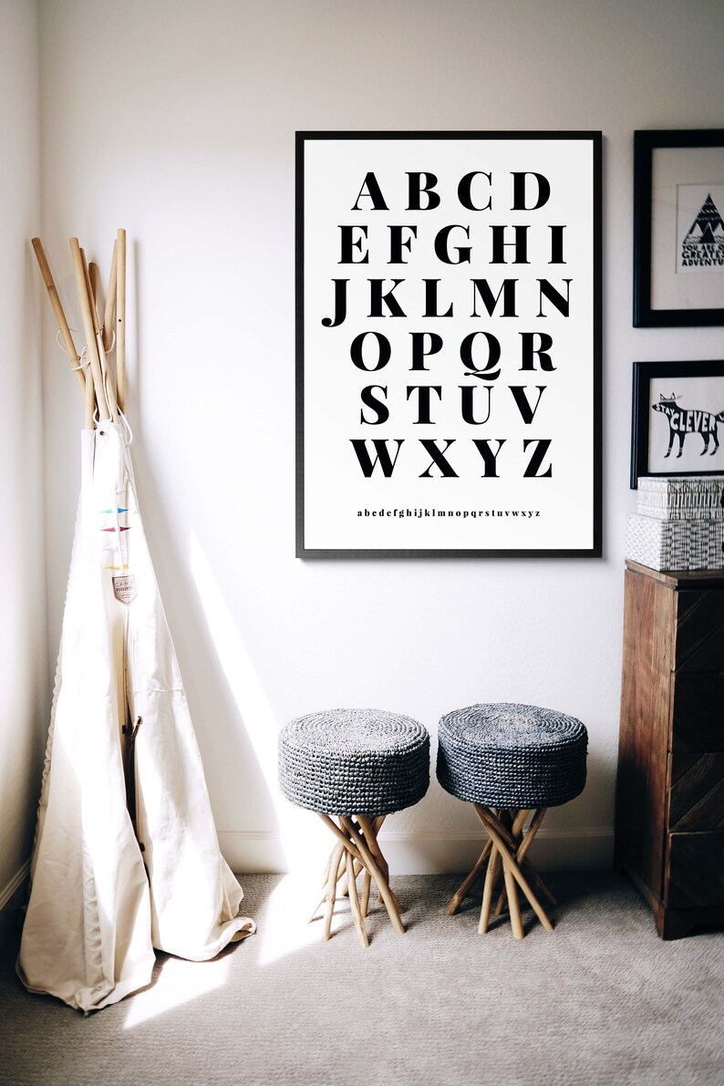 Alphabet Printable Art, A-Z Wall Art, Digital Download, Typography ...