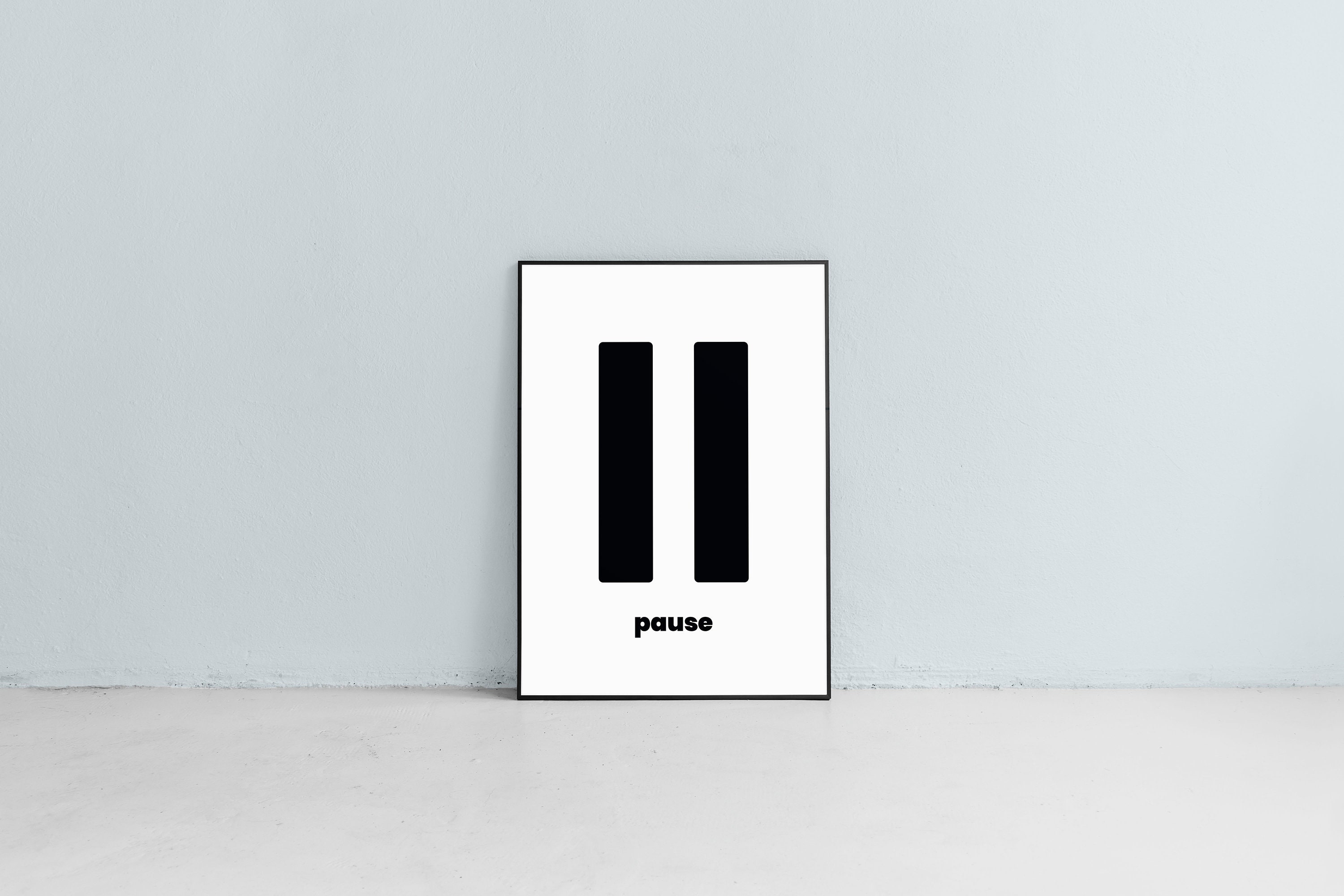 Pause Poster Symbol, Black & White, Digital Download, Jpgs, Wall Art ...