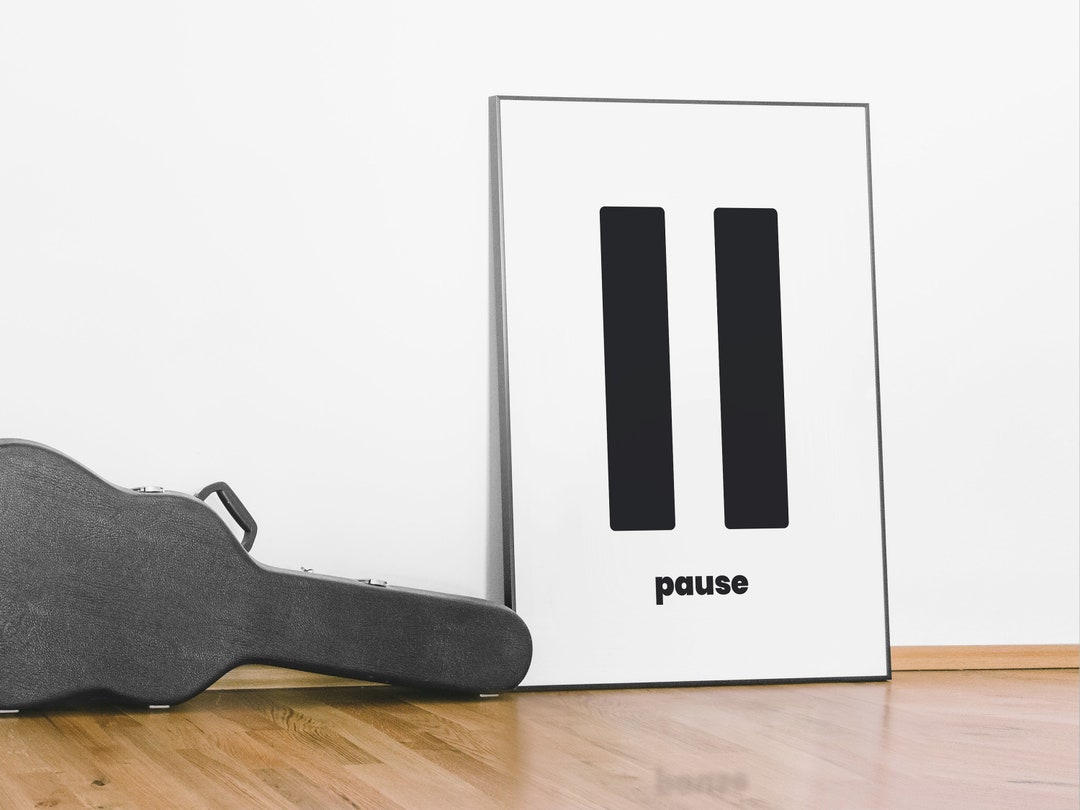 Pause Poster Symbol, Black & White, Digital Download, Jpgs, Wall Art ...