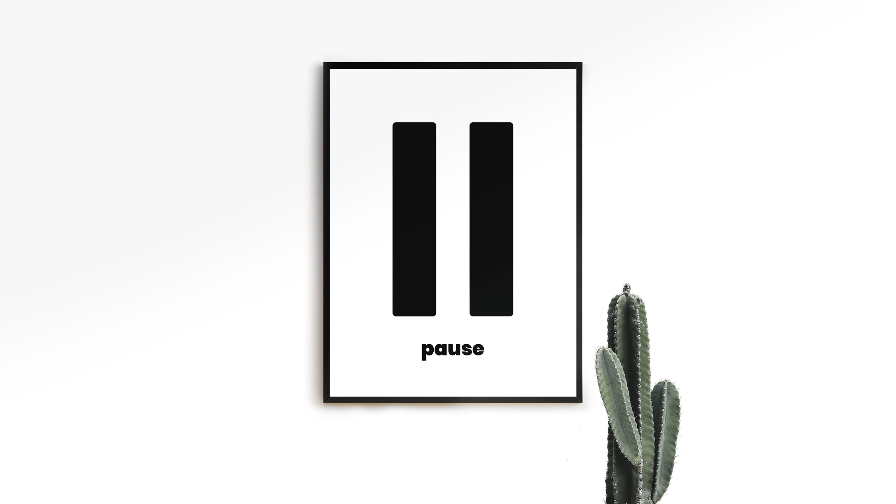 Pause Poster Symbol, Black & White, Digital Download, Jpgs, Wall Art ...
