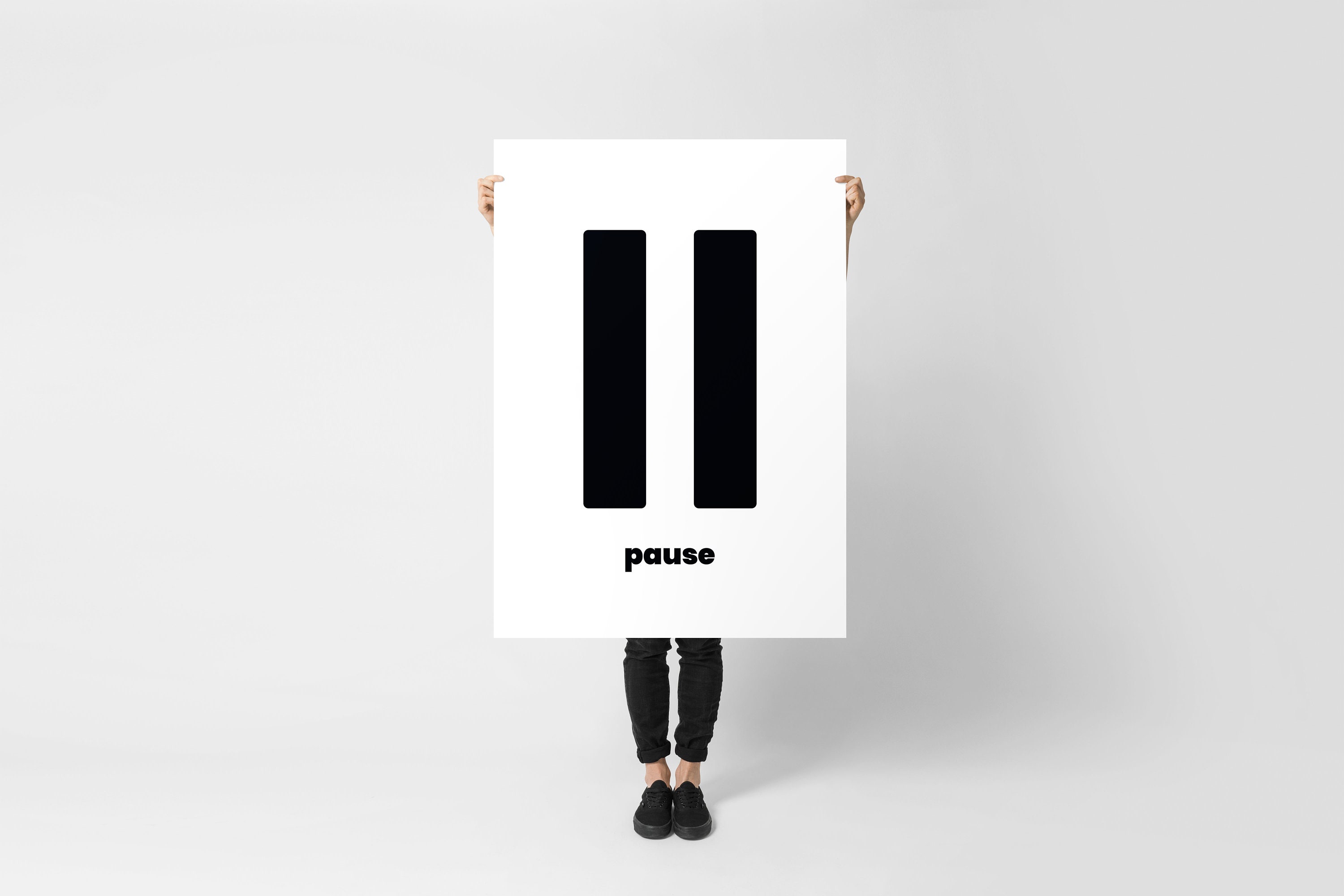 Pause Poster Symbol, Black & White, Digital Download, Jpgs, Wall Art ...