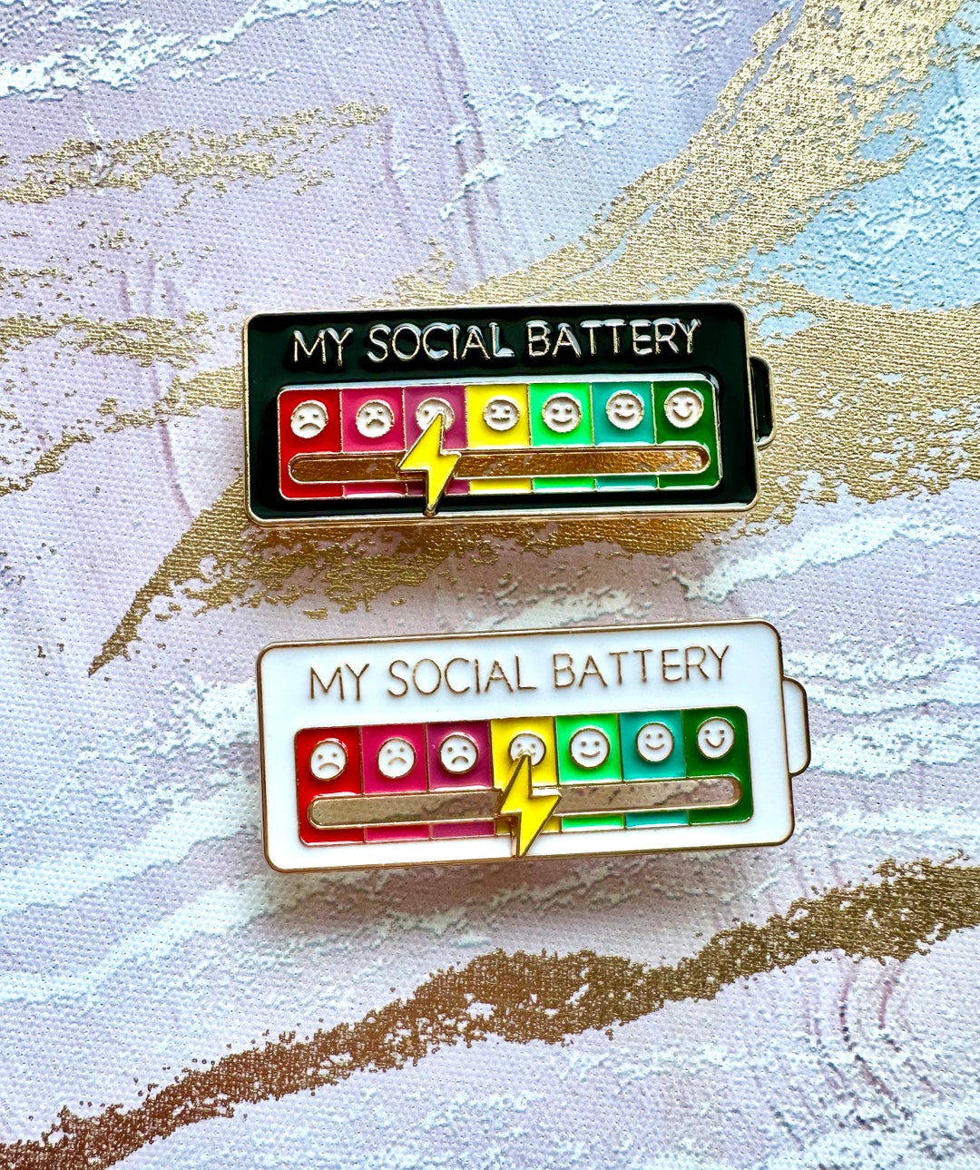 Social Battery Mood Tracker Emotion Sliding Metal Enamel Hat Pin Mental ...