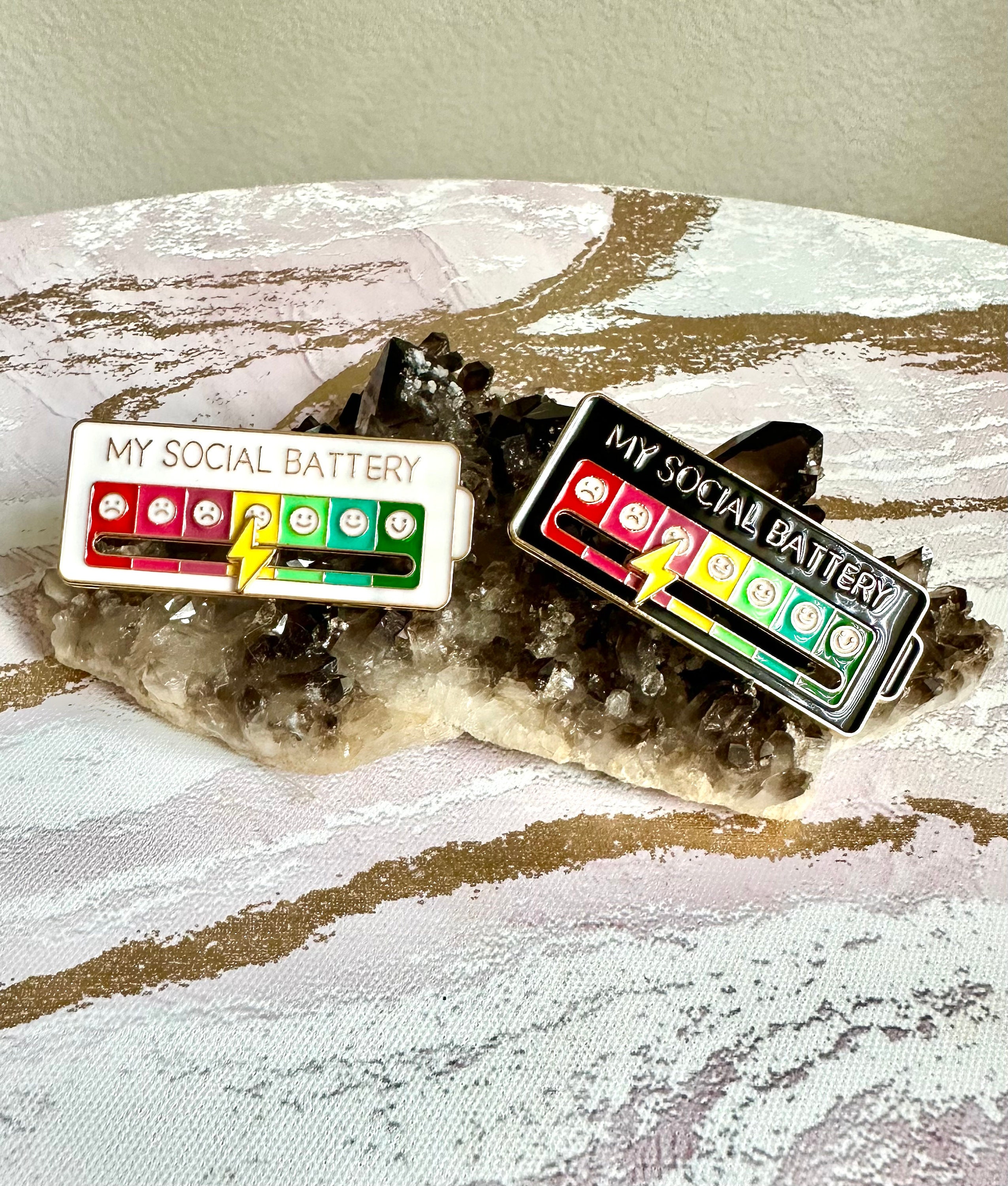 Social Battery Mood Tracker Emotion Sliding Metal Enamel Hat Pin Mental ...