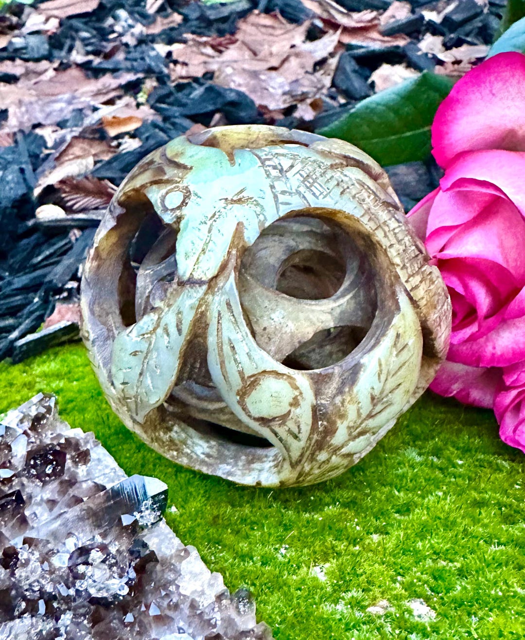 Vintage Hand Carved Jade Serpentine Puzzle Ball Sphere 7 Layers Dragon ...