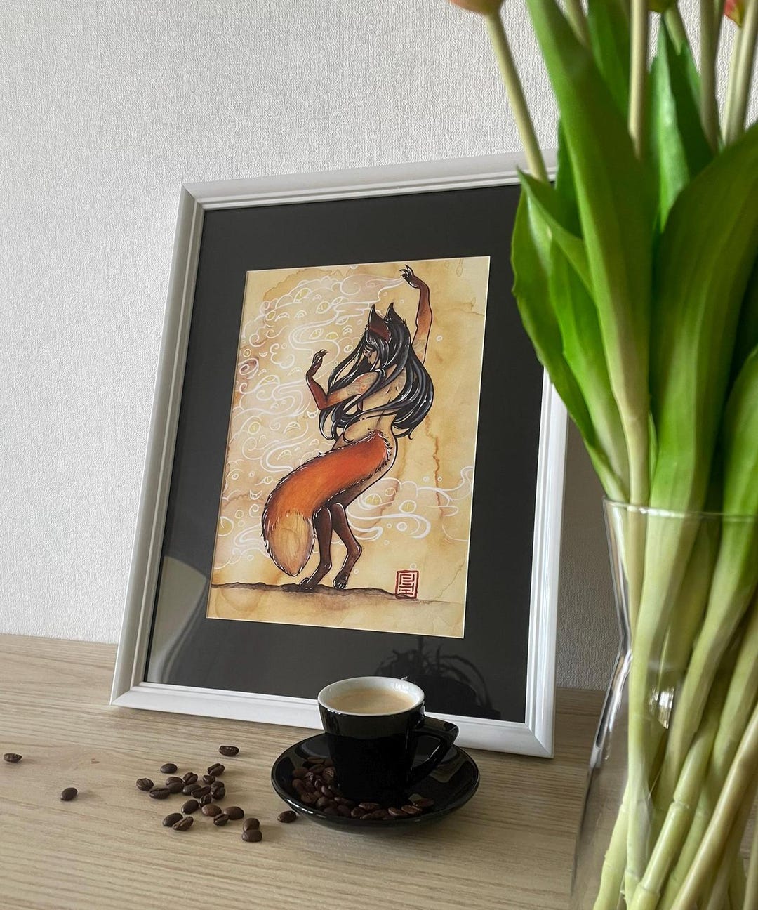 Art Print dance of the Kitsune Hina A4 Poster or A6 Postcard - Etsy