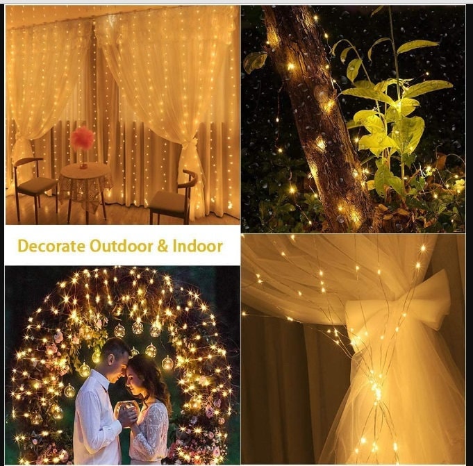 LED Curtain Fairy Lights Remote Controled, Christmas Garland Light, LED ...