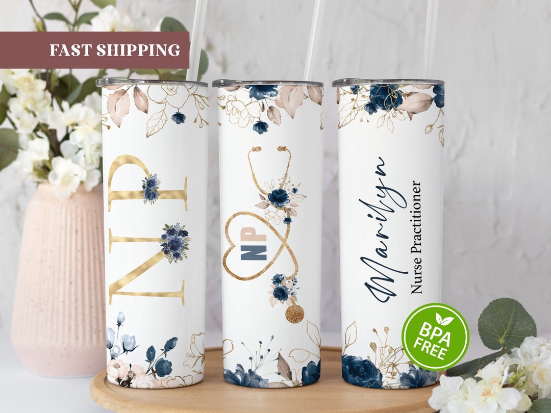 Nurse Practitioner Floral Tumbler, Nurse Practitioner Cup, Nurse ...