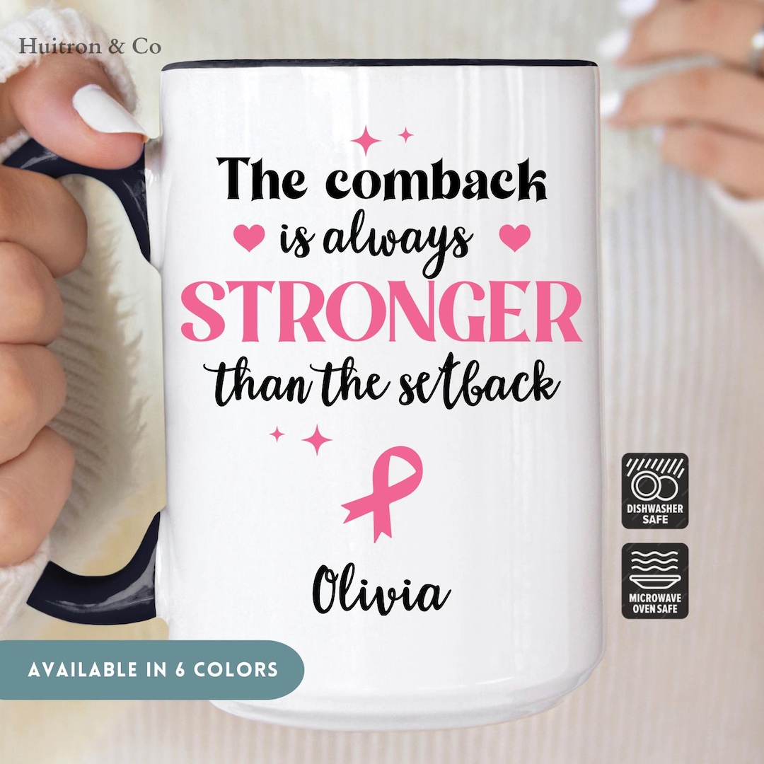 Pink Breast Cancer Awareness Mug, Personalized Cancer Warrior Mug ...