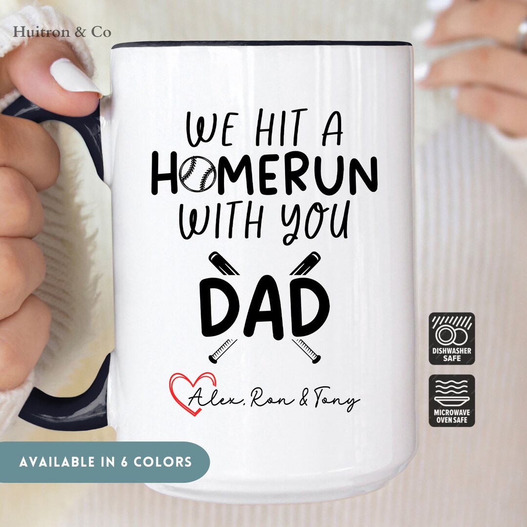 We Hit A Homerun With You Dad, Personalized Dad Gif Mug, Father's Day ...