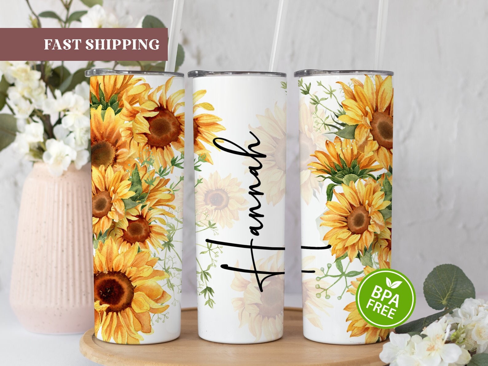 Personalized Sunflower Tumbler, Sunflower Gifts for Women, Sunflower ...