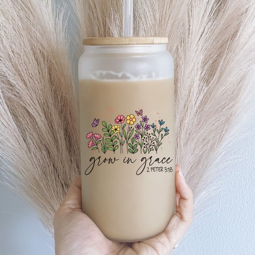 Grow in Grace Ice Coffee Cup, Grow in Grace Cup, Christian Gifts for ...