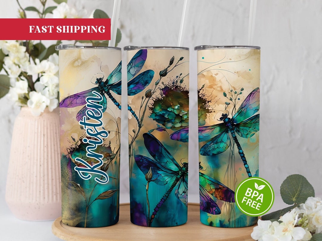 Personalized Dragonfly Tumbler With Name, Dragonfly Gifts, Dragonfly ...
