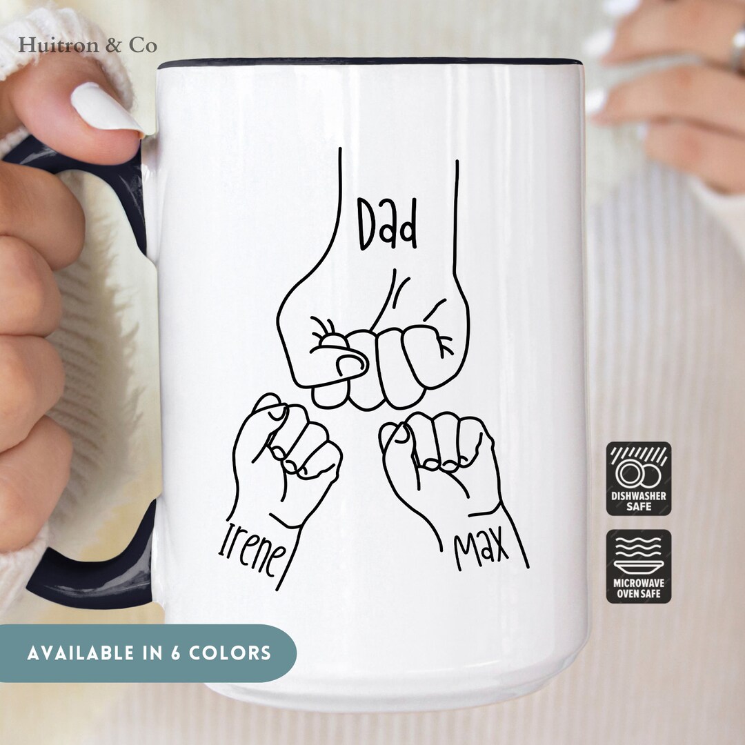 Personalized Dad and Kids Fist Bump Mug, Father's Day Gift for Dad ...