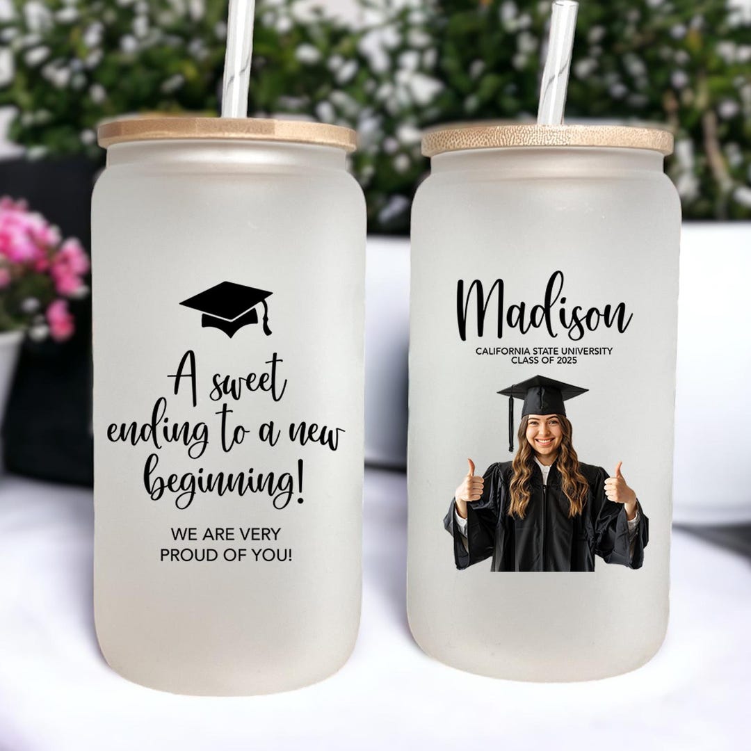 A Sweet Ending to A New Beginning Glass Tumbler, Graduate Gift ...