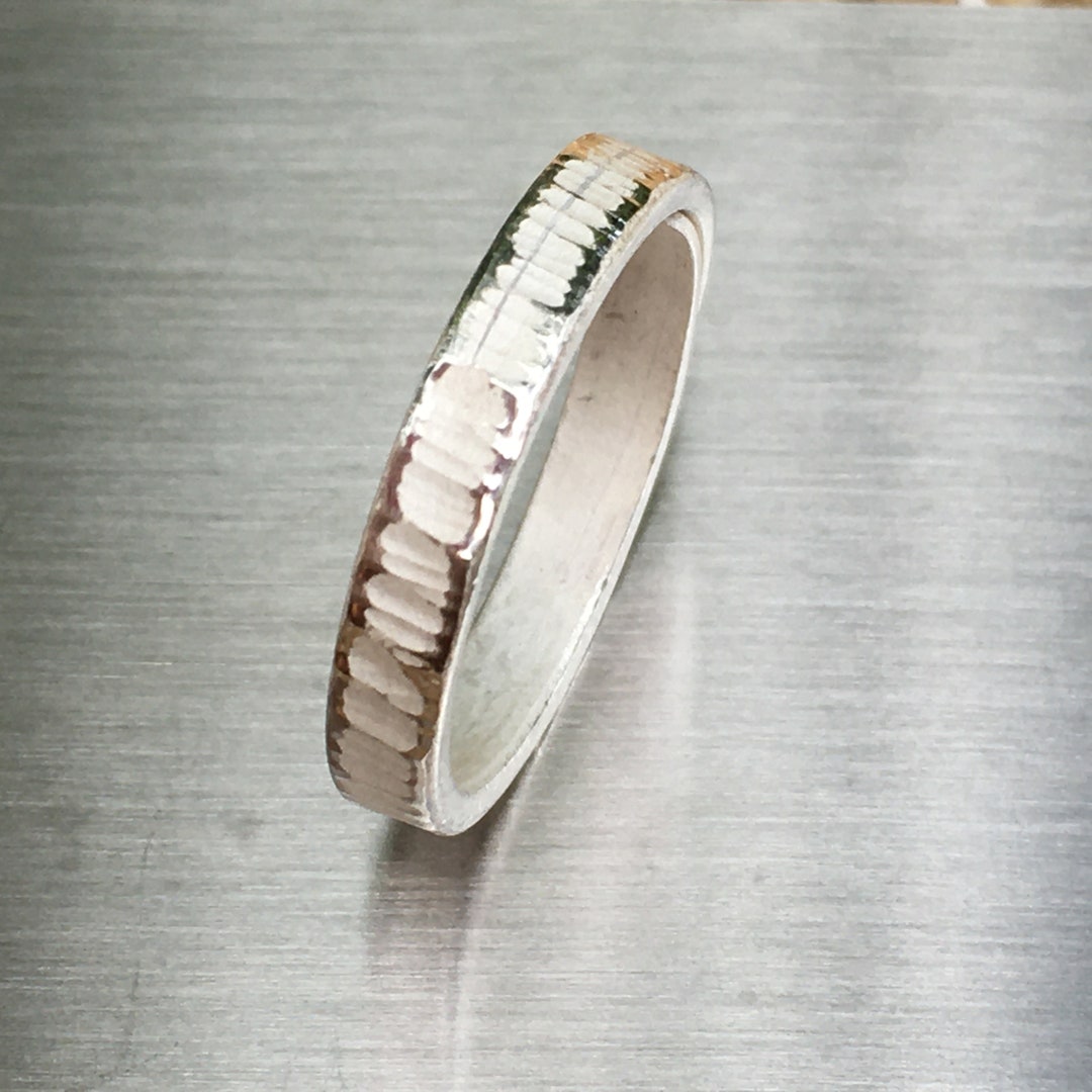 Dainty Silve Ring,unisex Textured Minimalist 999 Solid Pure Silver Band ...