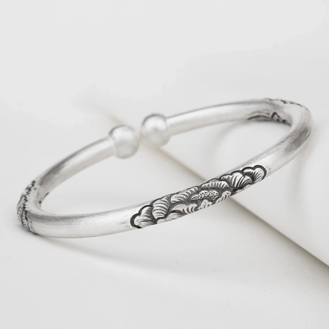 Pure Silver Bracelet Women,handmade 999 Solid Silver Cuff,personalized ...