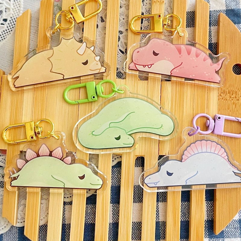 Dinosaur Keychain - Etsy