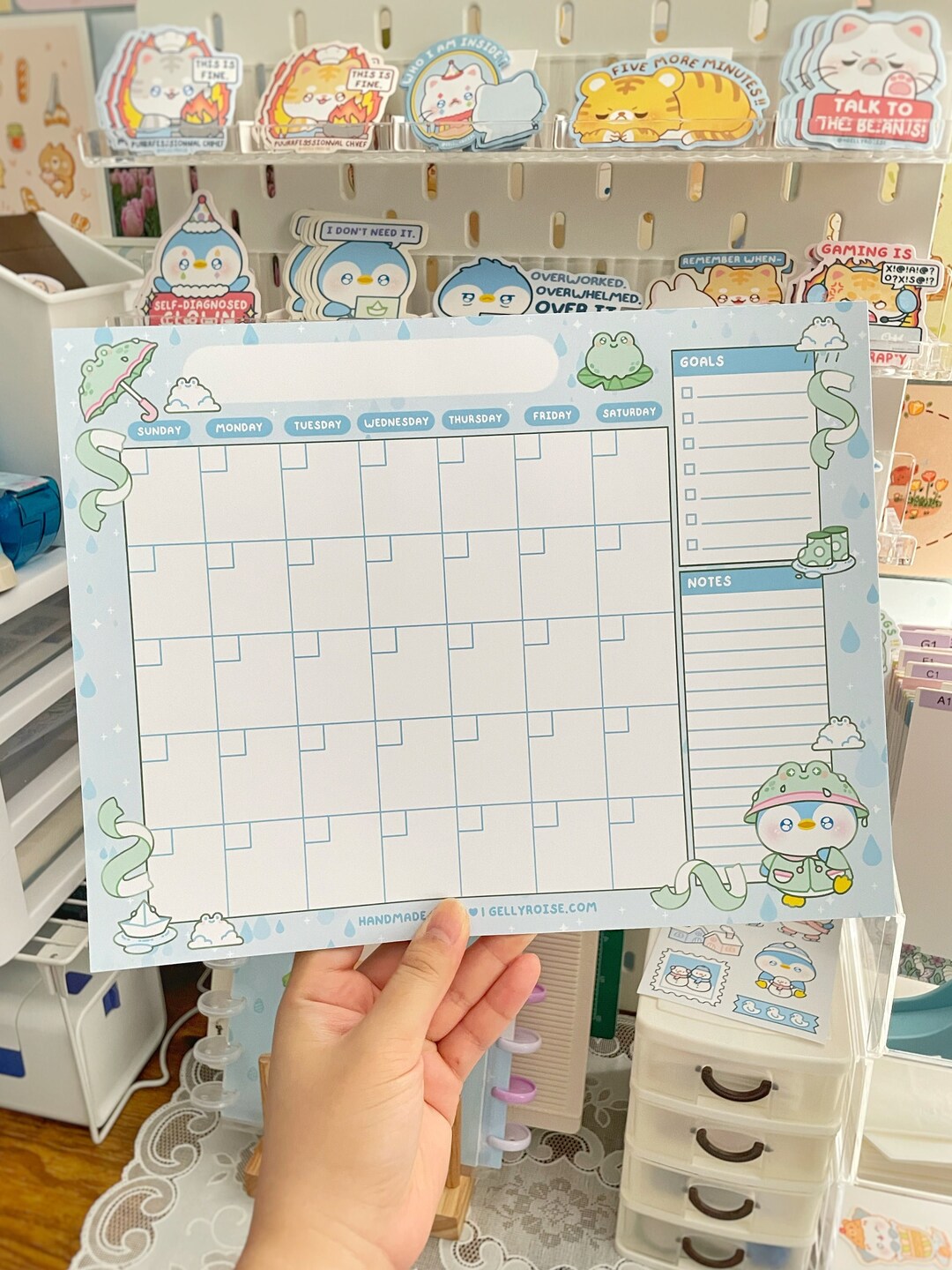 Handmade Rainy Day Penguin Monthly, Yearly 8.5" X 11" Desk Calendar ...