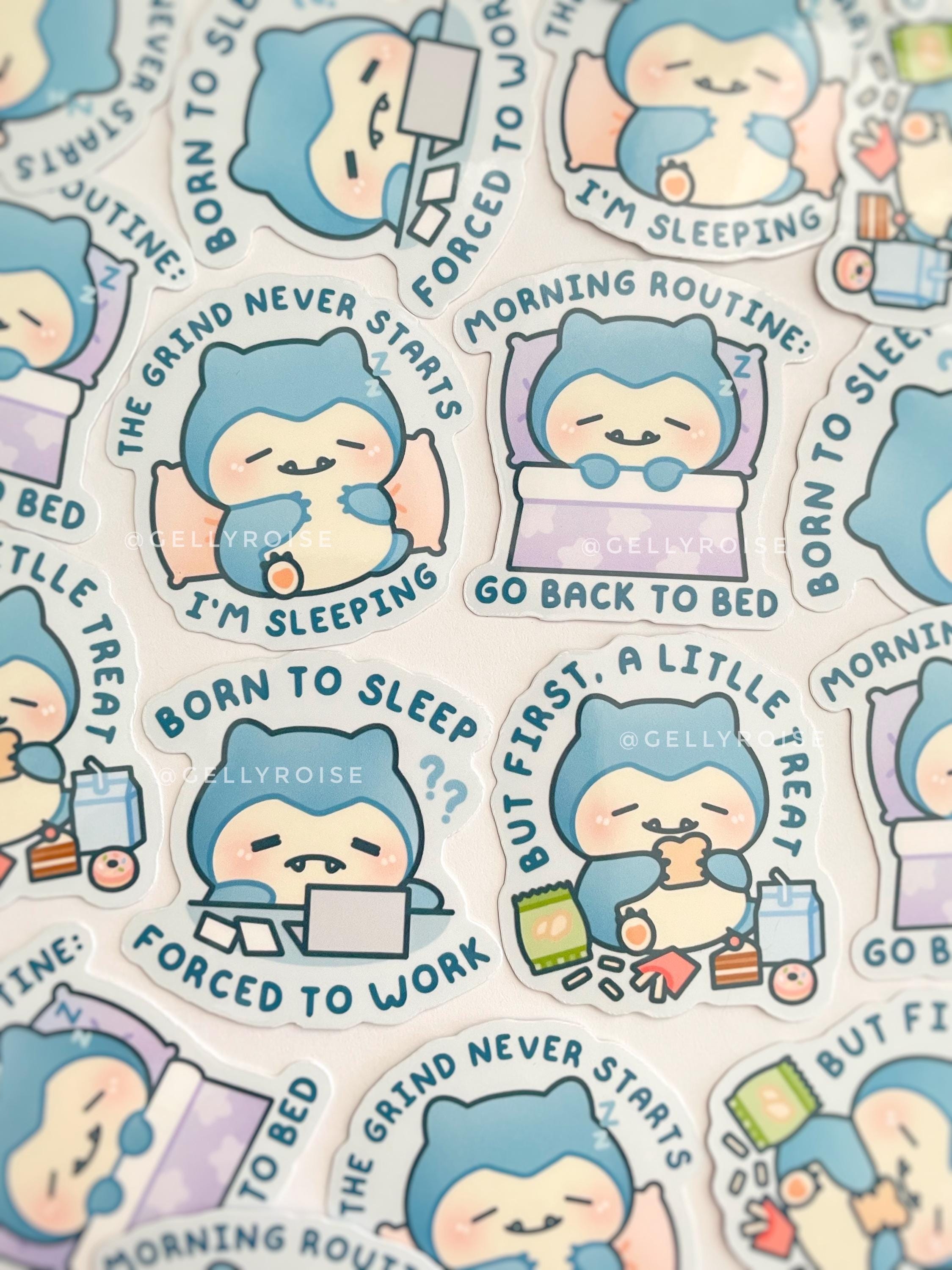 Chubby Bear Waterproof Stickers Pack, Cute Kawaii Lazy Born Sleep ...