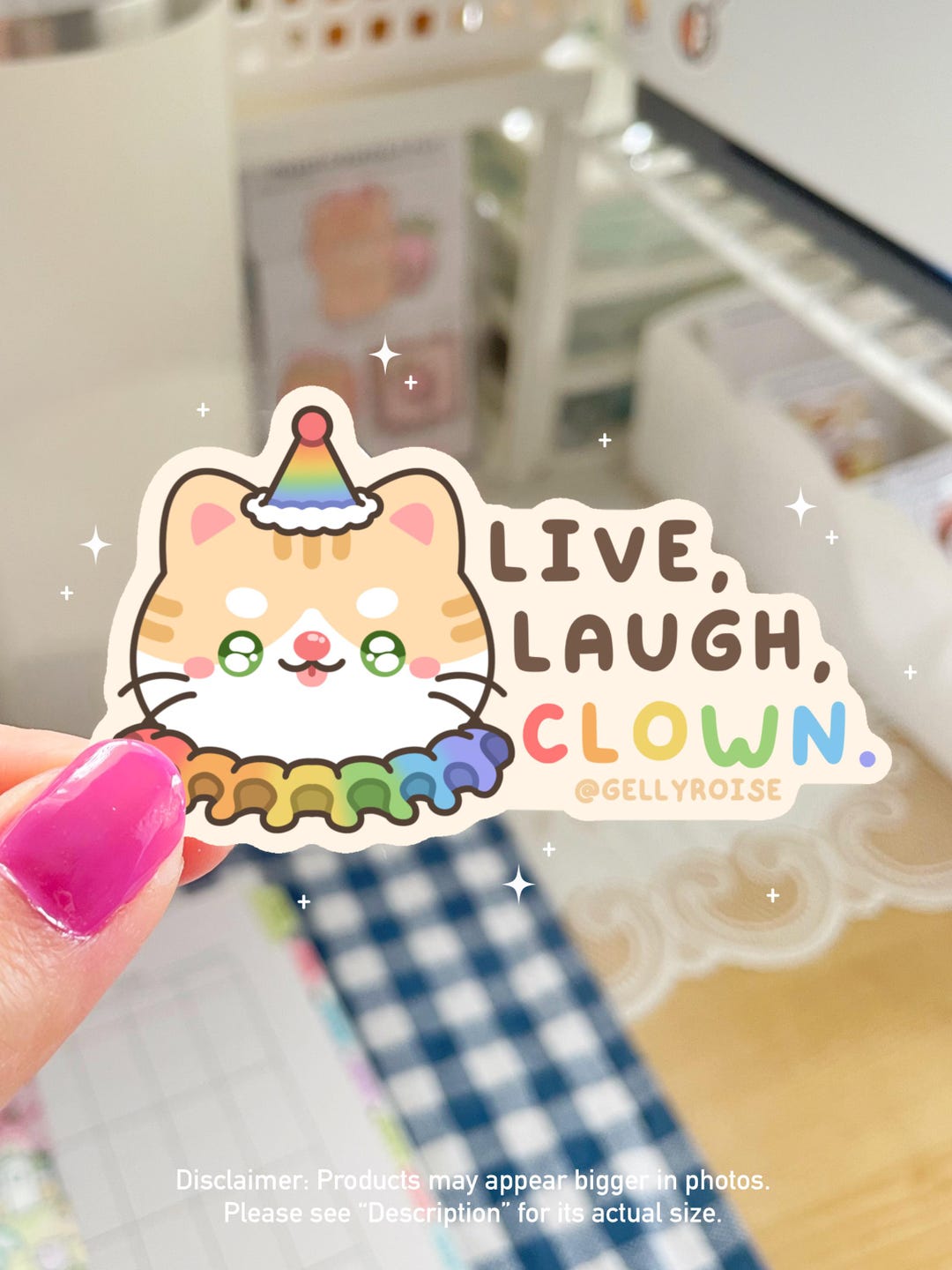 Live Laugh Clown Cat Waterproof Sticker, Silly Funny Relatable Fool ...