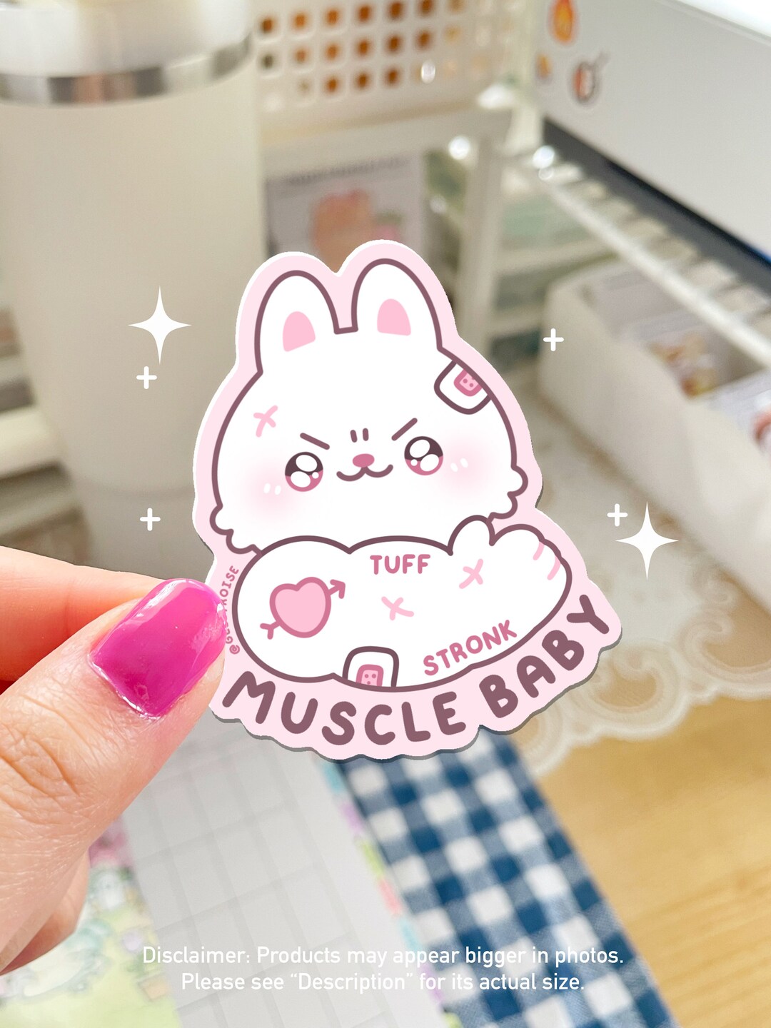Muscle Bunny Waterproof Sticker, Silly, Cute, Kawaii, Relatable, Funny ...