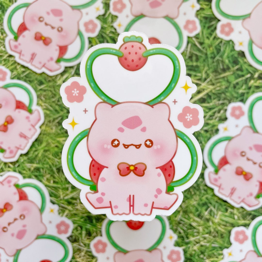 Strawberry Bulbasaur Waterproof Sticker, Pokemon Sticker, Cute Stickers ...