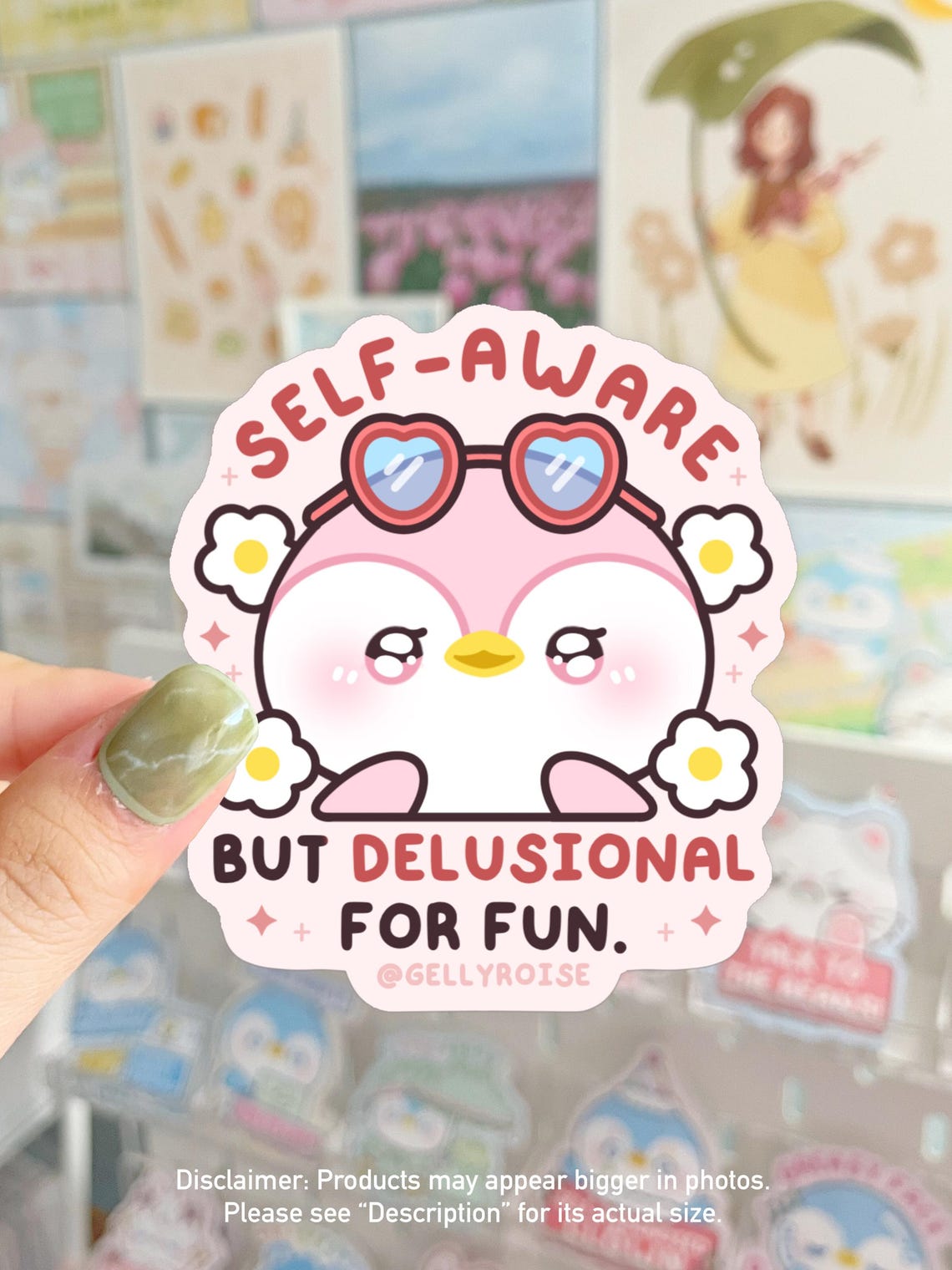 Self-aware but Delusional for Fun Waterproof Sticker | Cute, Handmade ...