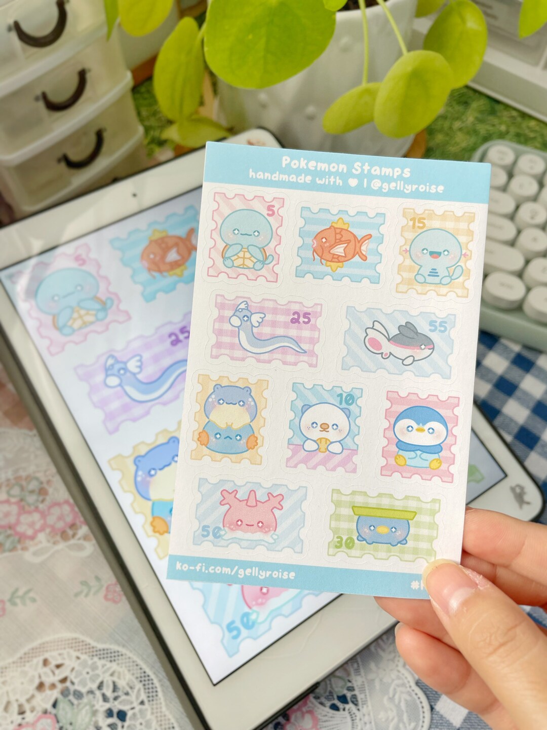 Poke Stamps Sticker Sheet | Cute, Kawaii, Aesthetic, Stationery, Anime ...