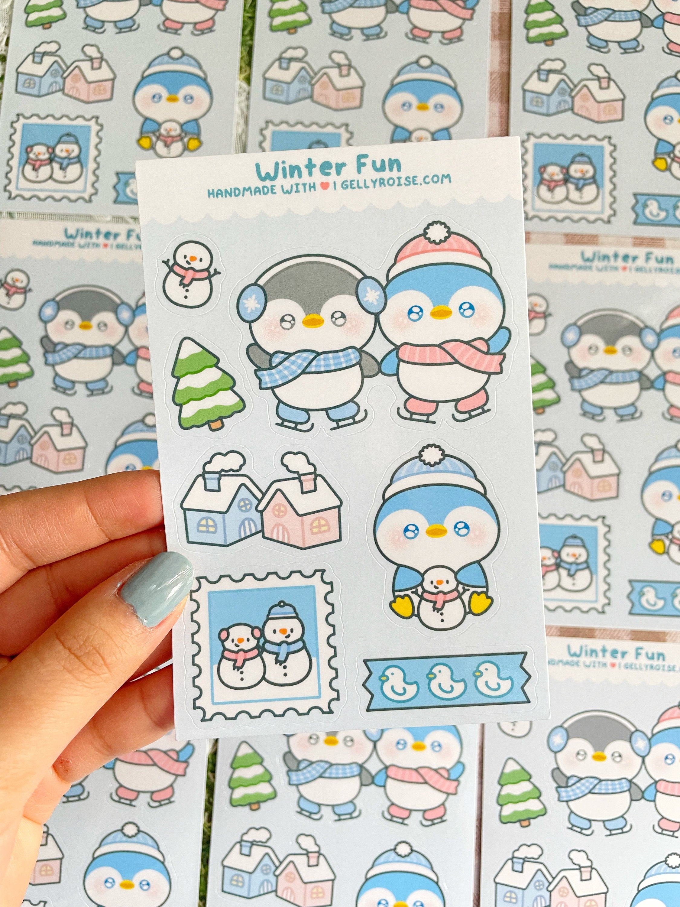 Winter Penguin Sticker Sheet | Cute, December, Snow, Handmade, Holiday ...