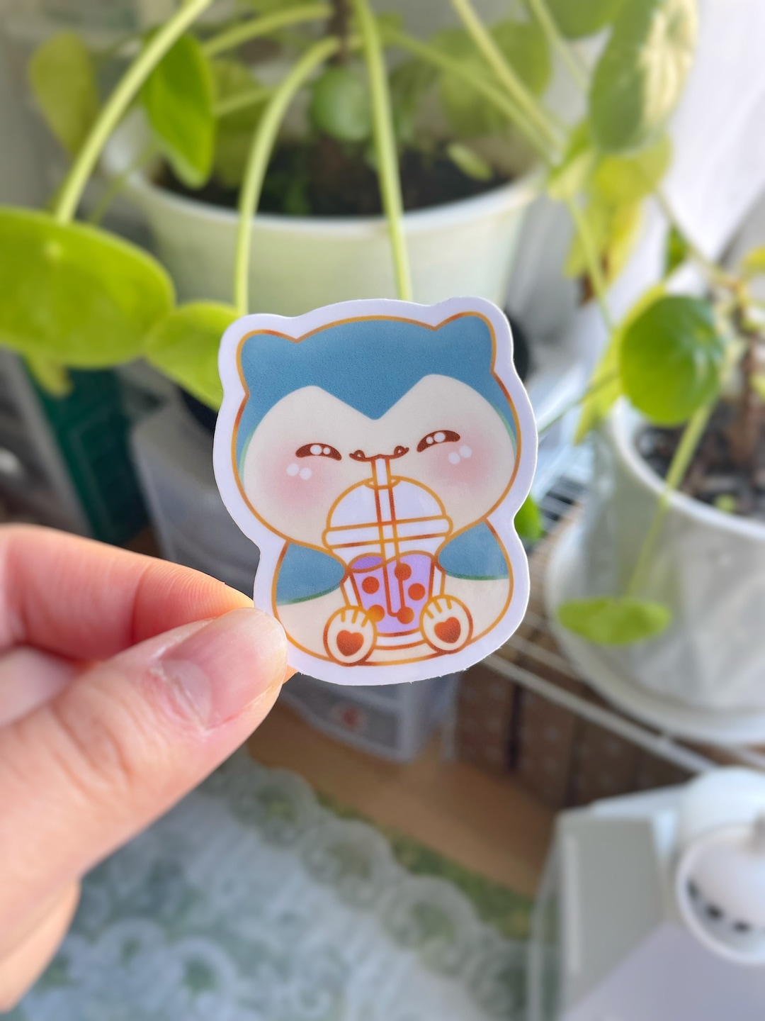 Snorlax X Boba Waterproof Sticker | Cute Vinyl Stickers | Kawaii ...