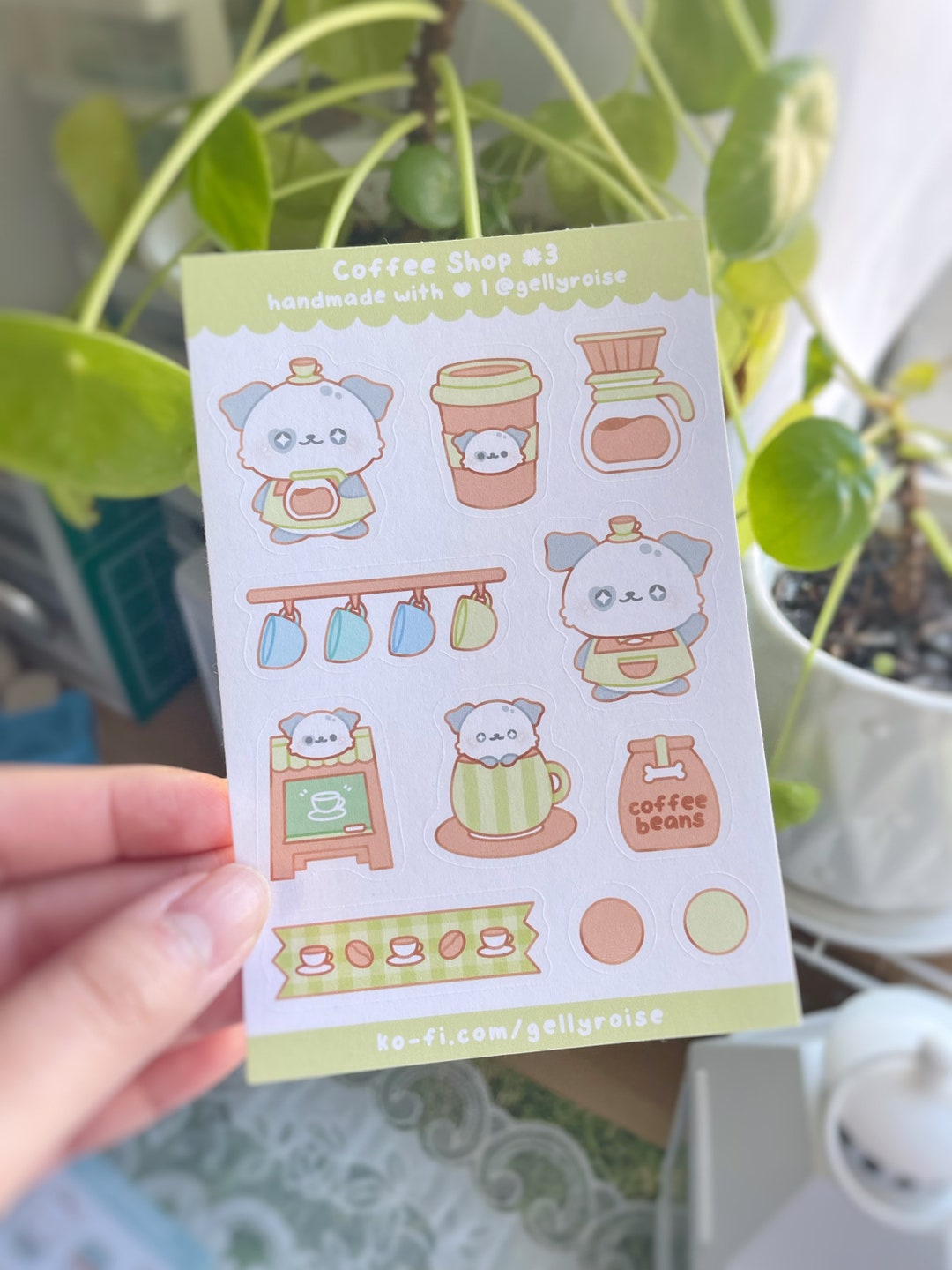 Puppy X Coffee Shop Sticker Sheet | Cute Sticker | Kawaii Sticker Sheet ...