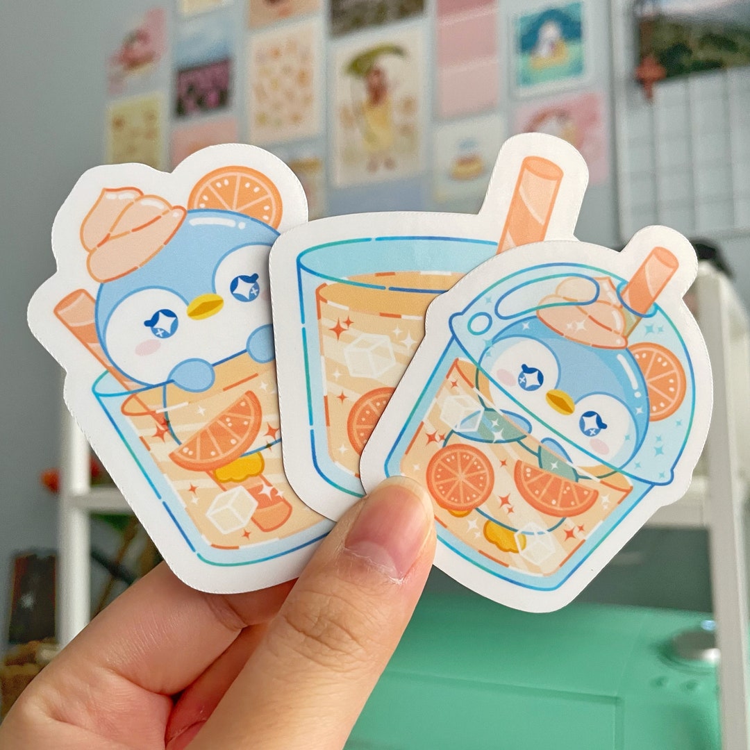 Aesthetic Orange Drinks Waterproof Sticker Pack | Fruit Waterproof ...
