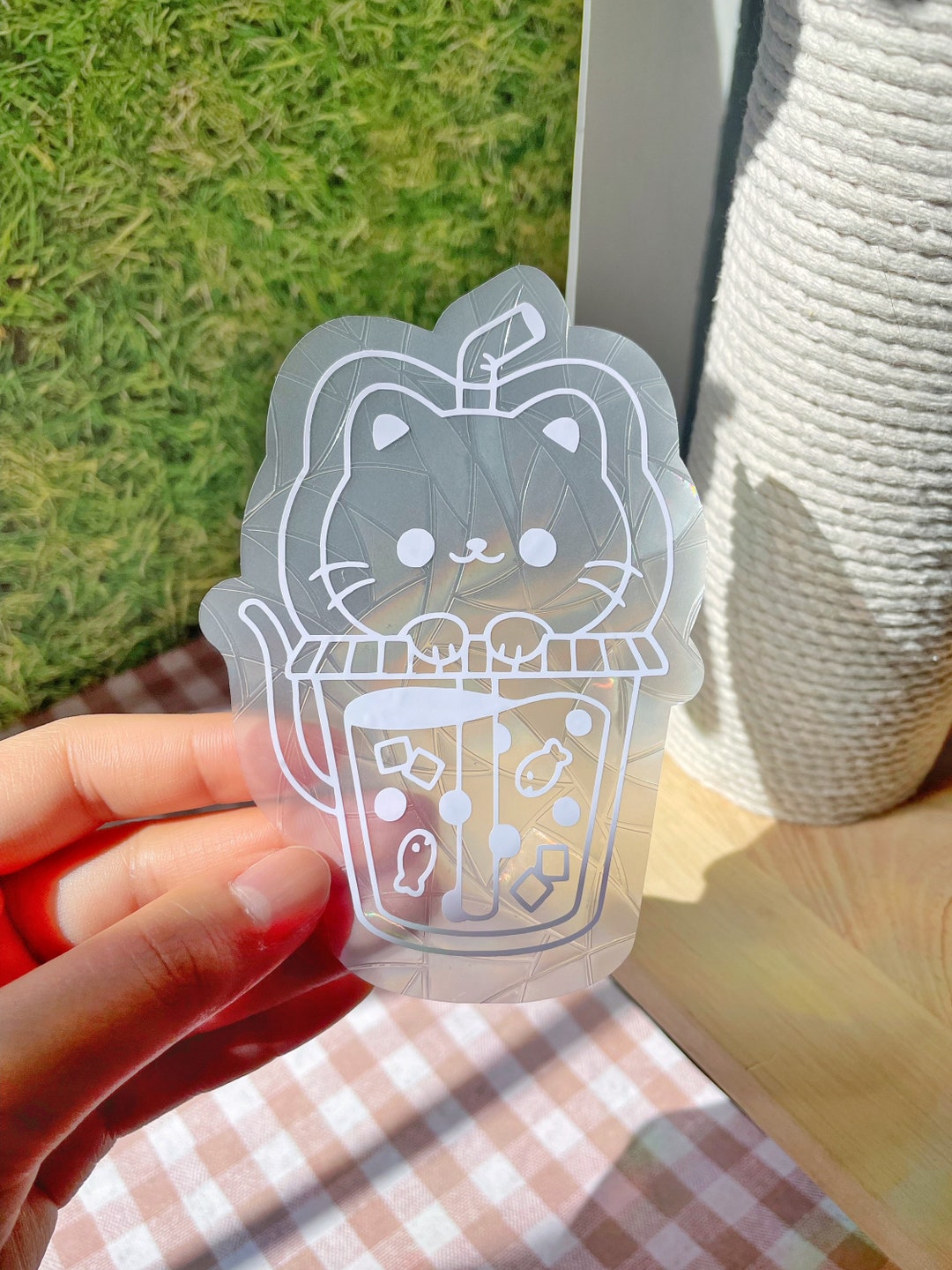 Kitty X Boba Window Suncatcher | Cute Suncatcher | Window Suncatchers ...