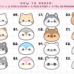 Custom Waterproof Name Labels, Cute Shape Kawaii 1x2 Animals ...