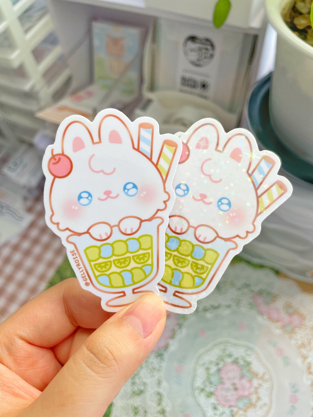 Bunny X Parfait Waterproof Sticker Bunny Sticker Ice Cream Sticker ...