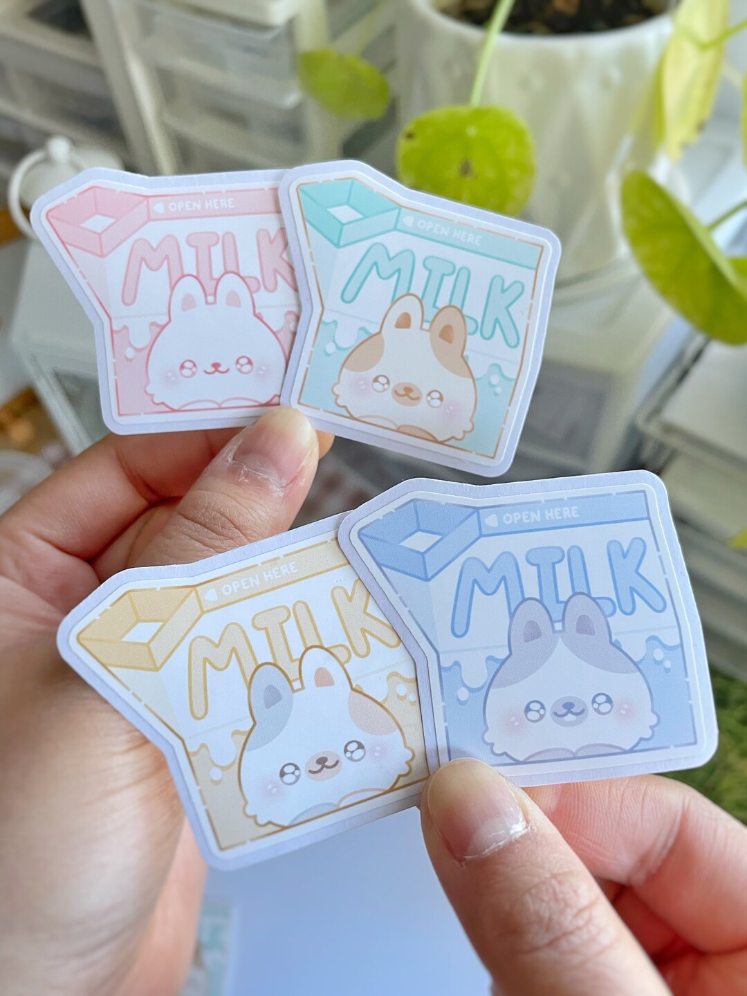 Bunnies X Milk Carton Box Sticker Aesthetic Drink Sticker Cute Stickers ...