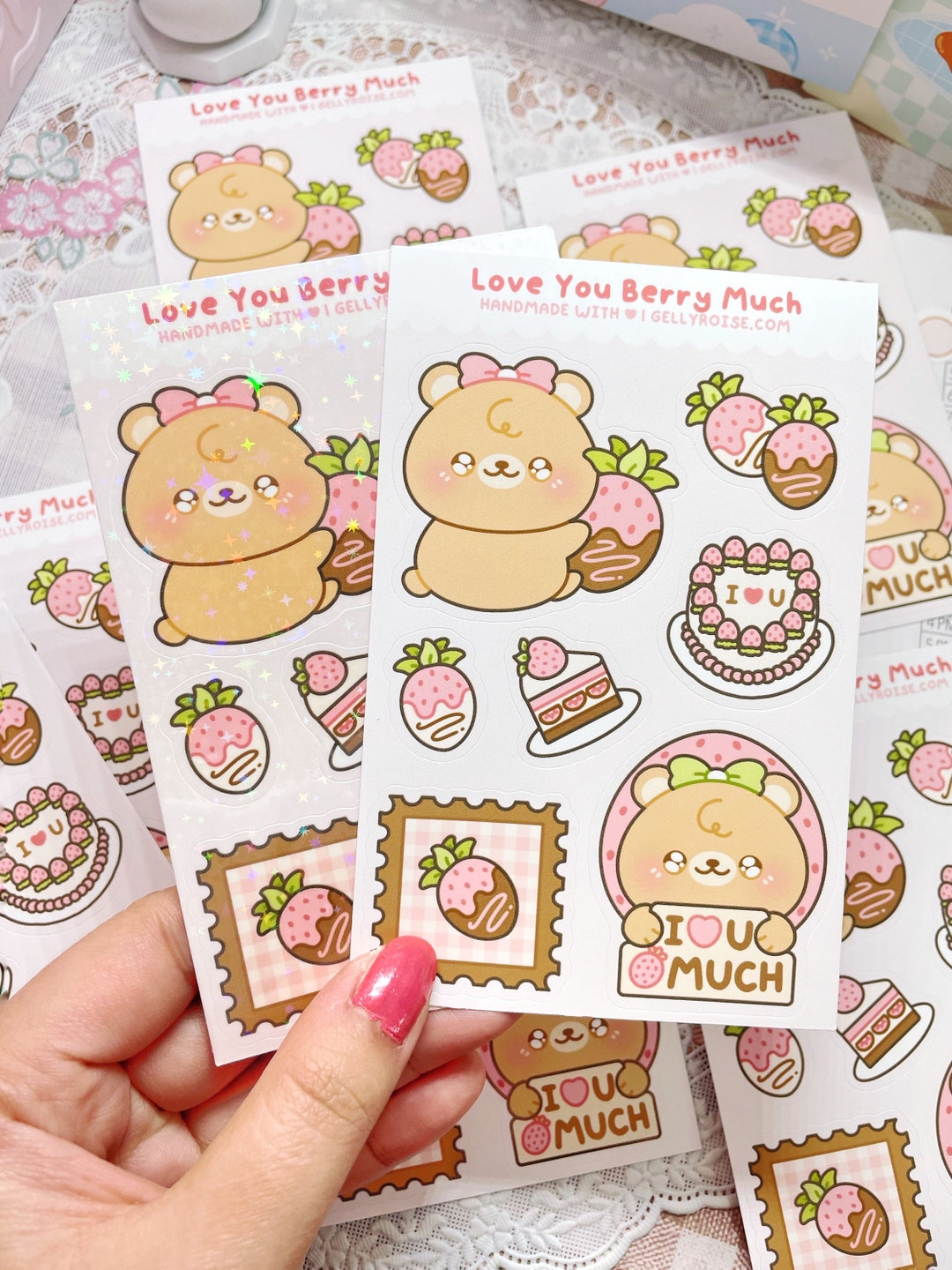 Love You Berry Much Sticker Sheet Cute, Kawaii, Handmade, Strawberry ...